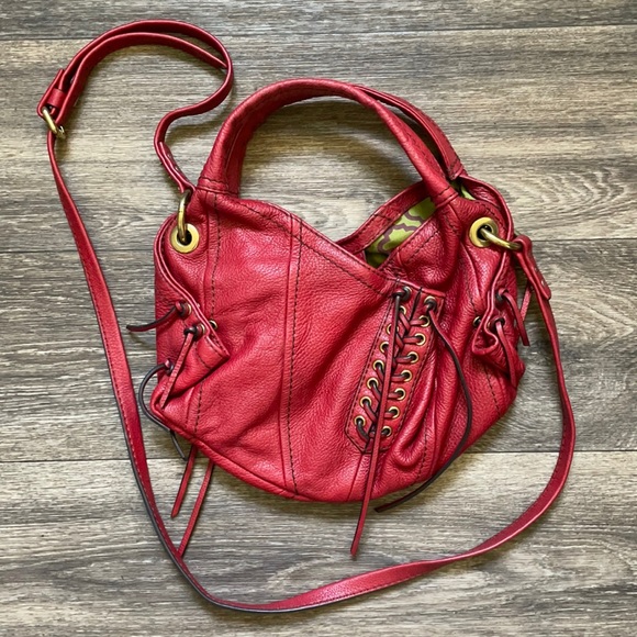 royna | Bags | Red Leather Purse Royna Lace Up Crossbody | Poshmark